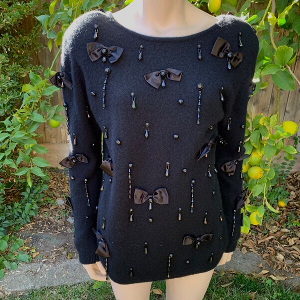Black Beaded Sweater - Etsy
