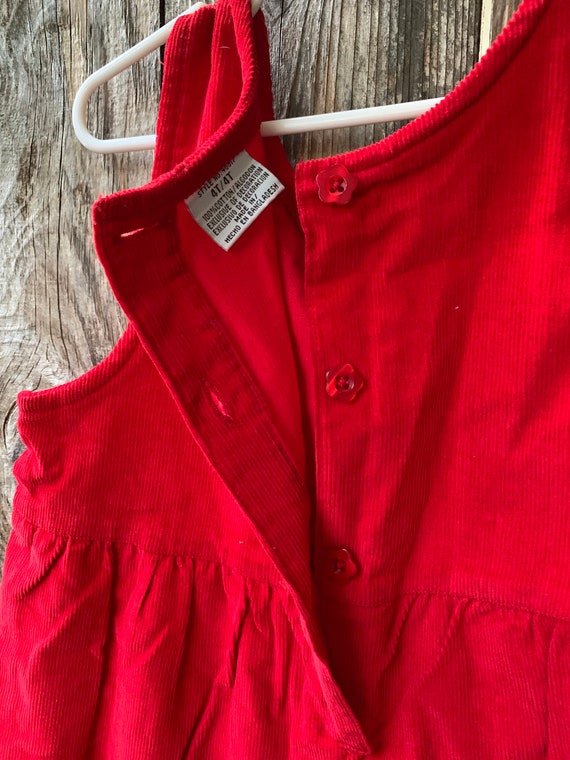 Little Girls Red Corduroy Overalls - Gem