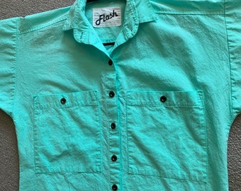 Teal Button up Shirt - Etsy
