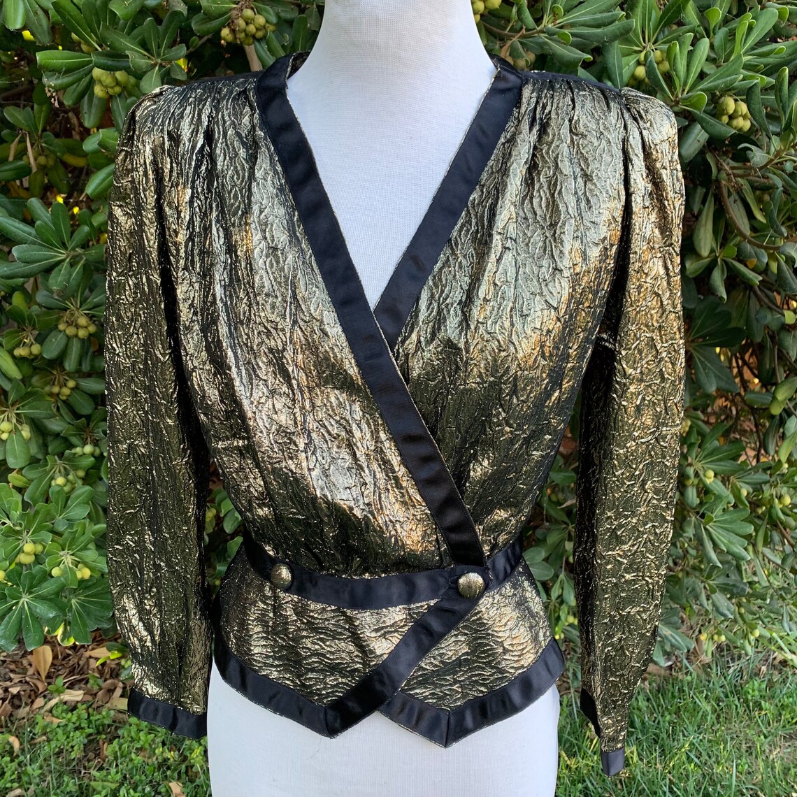 80s Metallic Gold Shiny Cropped Jacket - Etsy