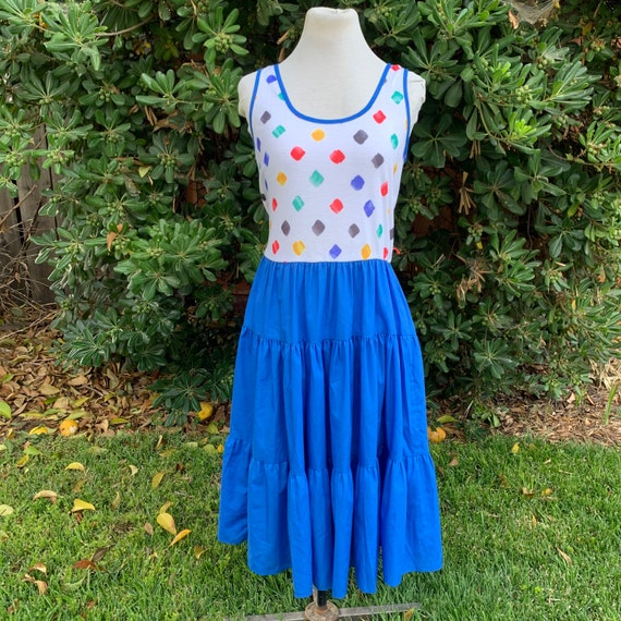 Vintage 80s Dress Primary Colors - Gem
