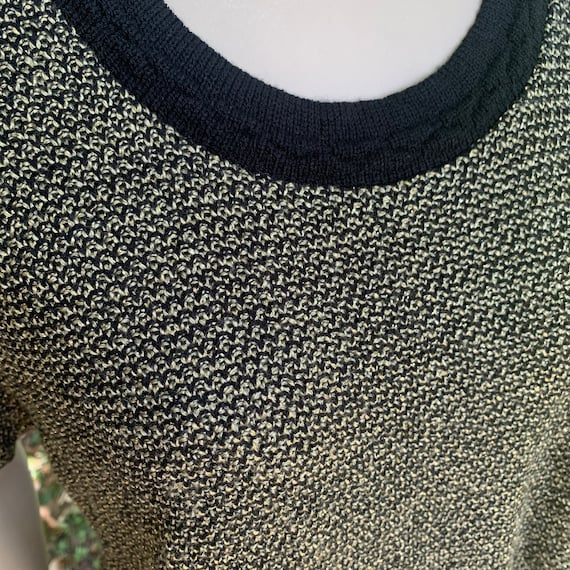 Vintage Black and Gold Metallic Knit Shirt - Gem