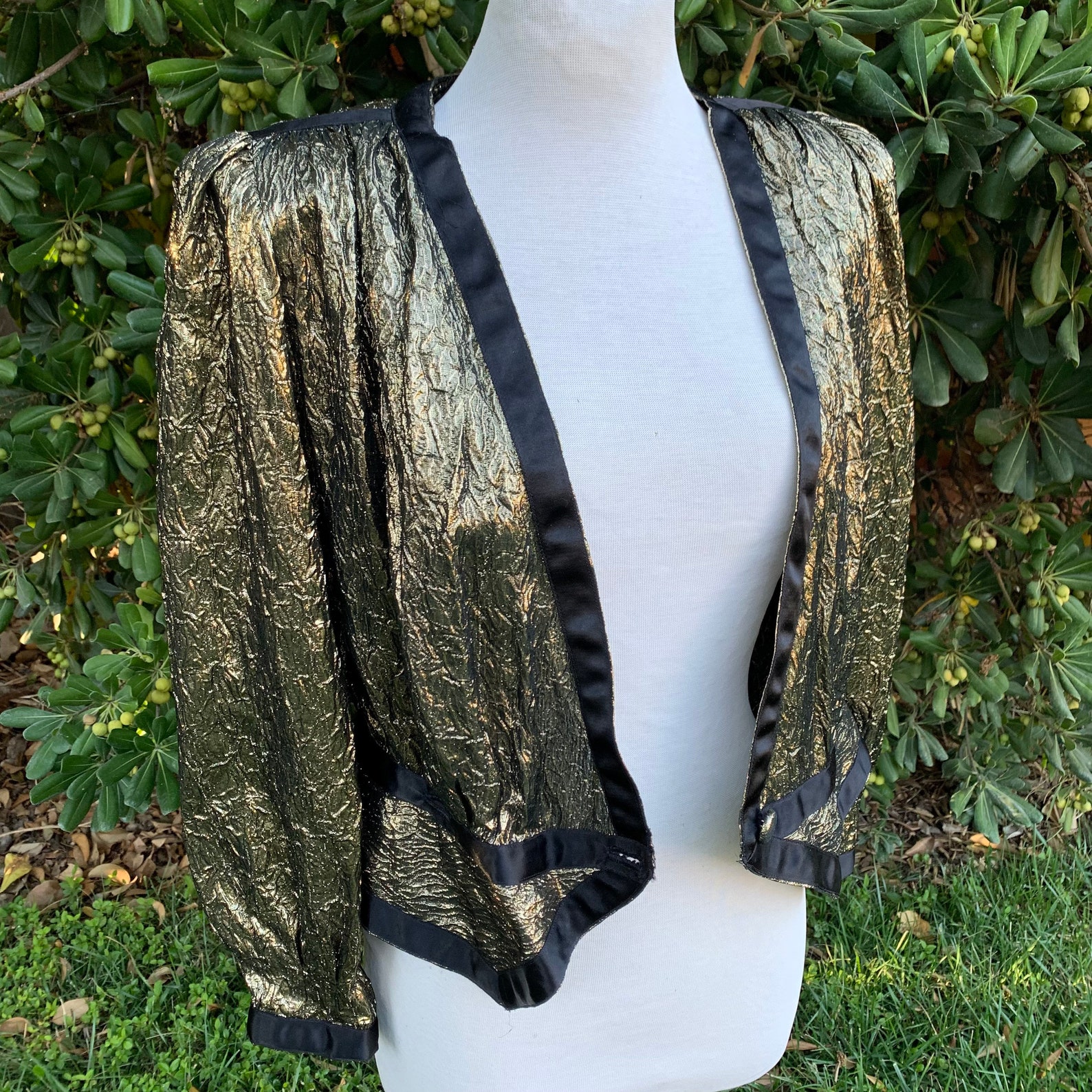 80s Metallic Gold Shiny Cropped Jacket - Etsy