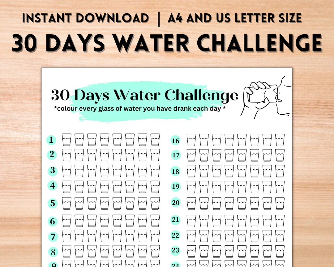 30 DAY CHALLENGE Printable, Water Challenge, Savings Goal, Money ...