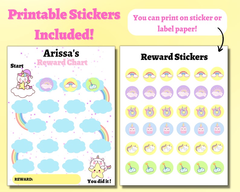 Editable Kids Daily School Checklist ,printable Unicorn Rainbow, Daily ...