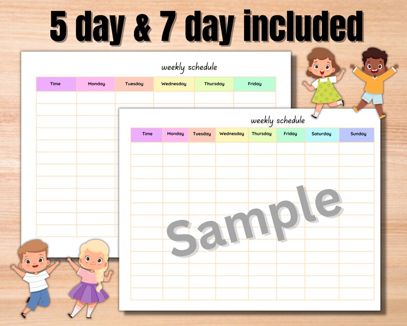 Weekly Schedule Planner for Kids Custom Weekly Plan Calendar to Do List ...