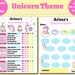 Editable Kids Daily School Checklist ,printable Unicorn Rainbow, Daily ...