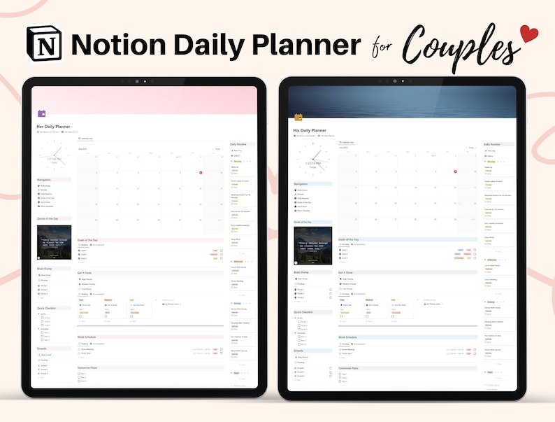 Notion Template Notion Couple Planner Notion Couple Dashboard All in One Dashboard Notion Daily ...