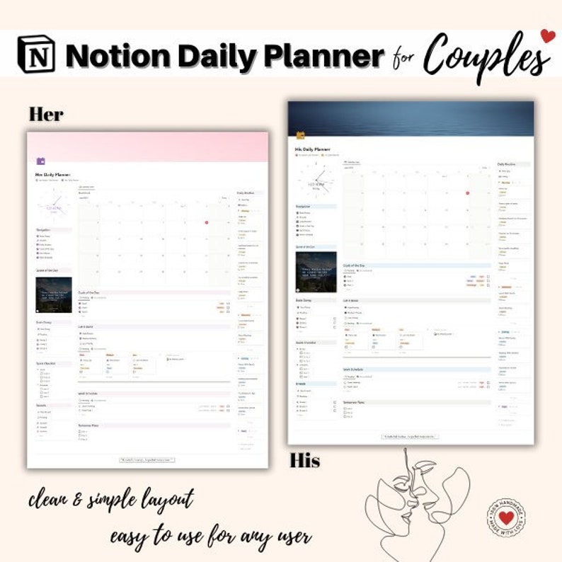 Notion Template Notion Couple Planner Notion Couple Dashboard All in One Dashboard Notion Daily ...