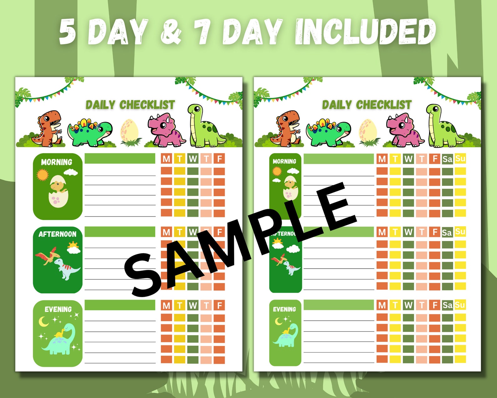 Editable Kids Daily School Checklist, Printable Dinosaur ,daily Chores ...