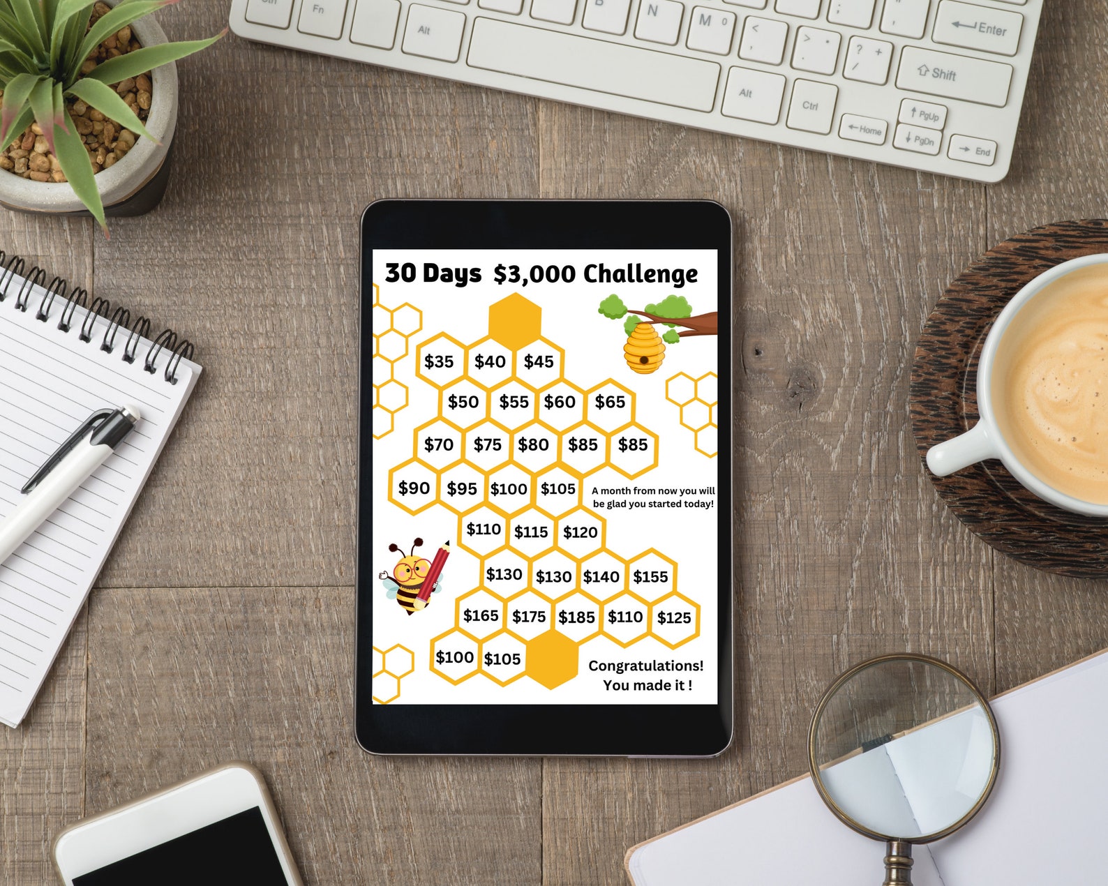 30 Days 3K Savings Challenge Printable Editable PDF, Savings Goal ...