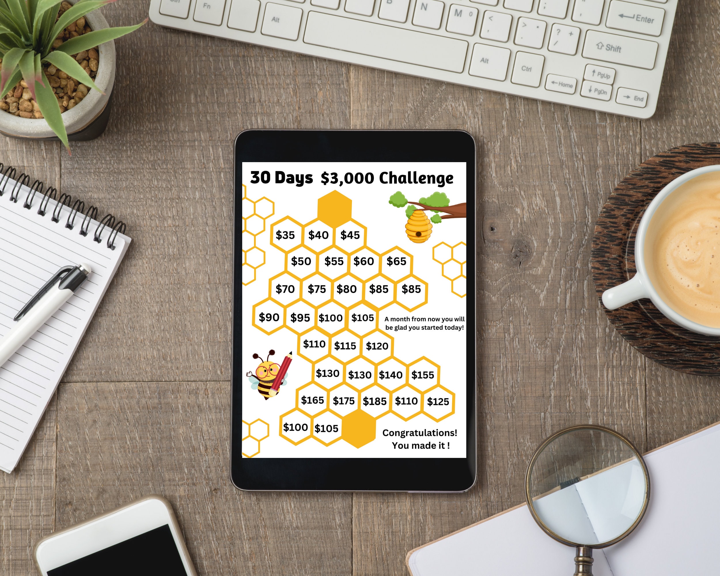 30 Days 3K Savings Challenge Printable Editable PDF, Savings Goal ...