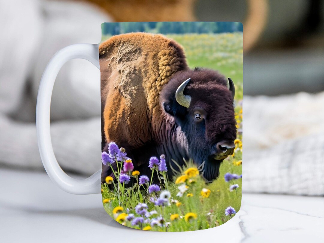 Bison Wild Flowers Floral Animal PNG Instant Digital Download File for ...
