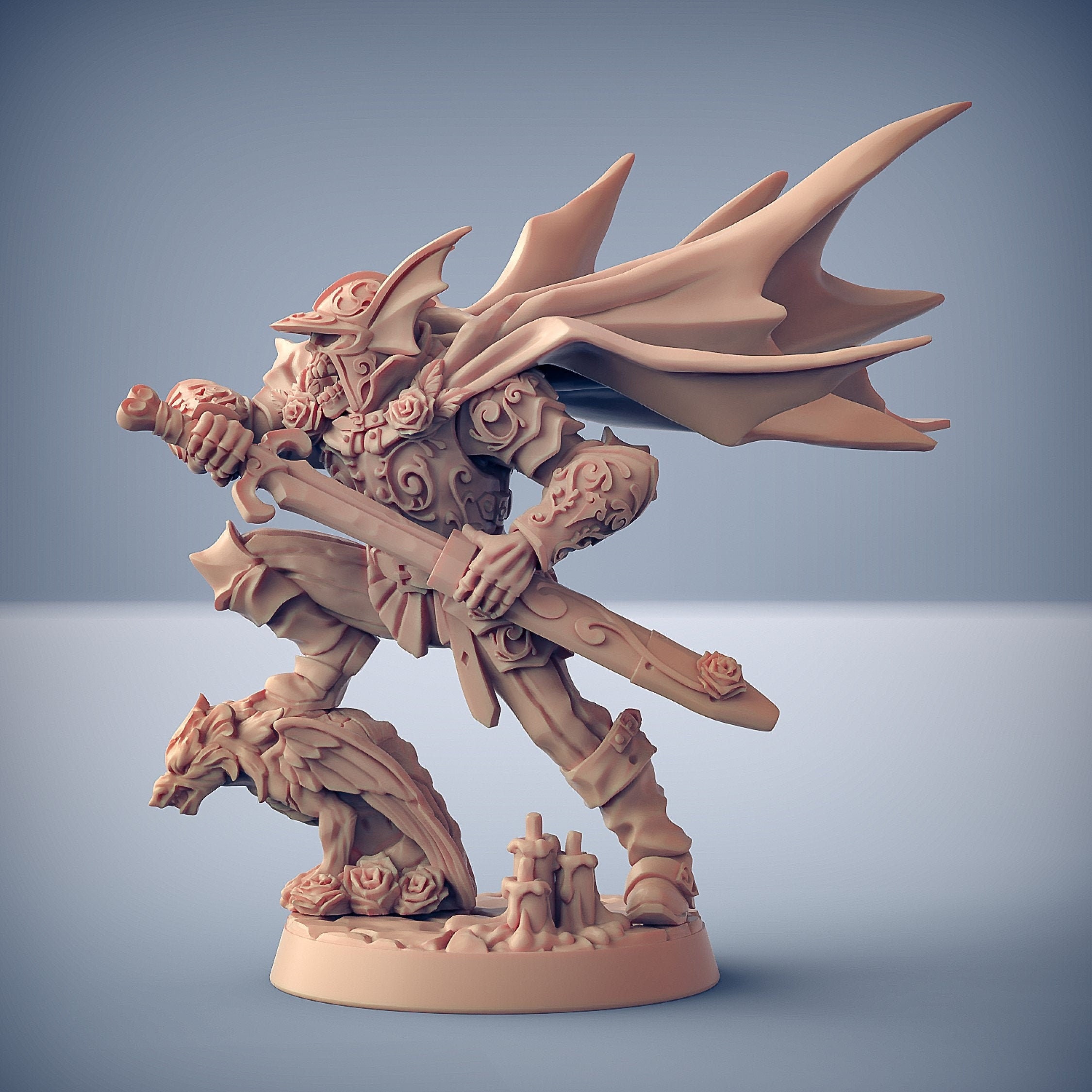 Toys DnD Miniatures Tabletop Miniatures Knight Flaming Sword Pathfinder ...