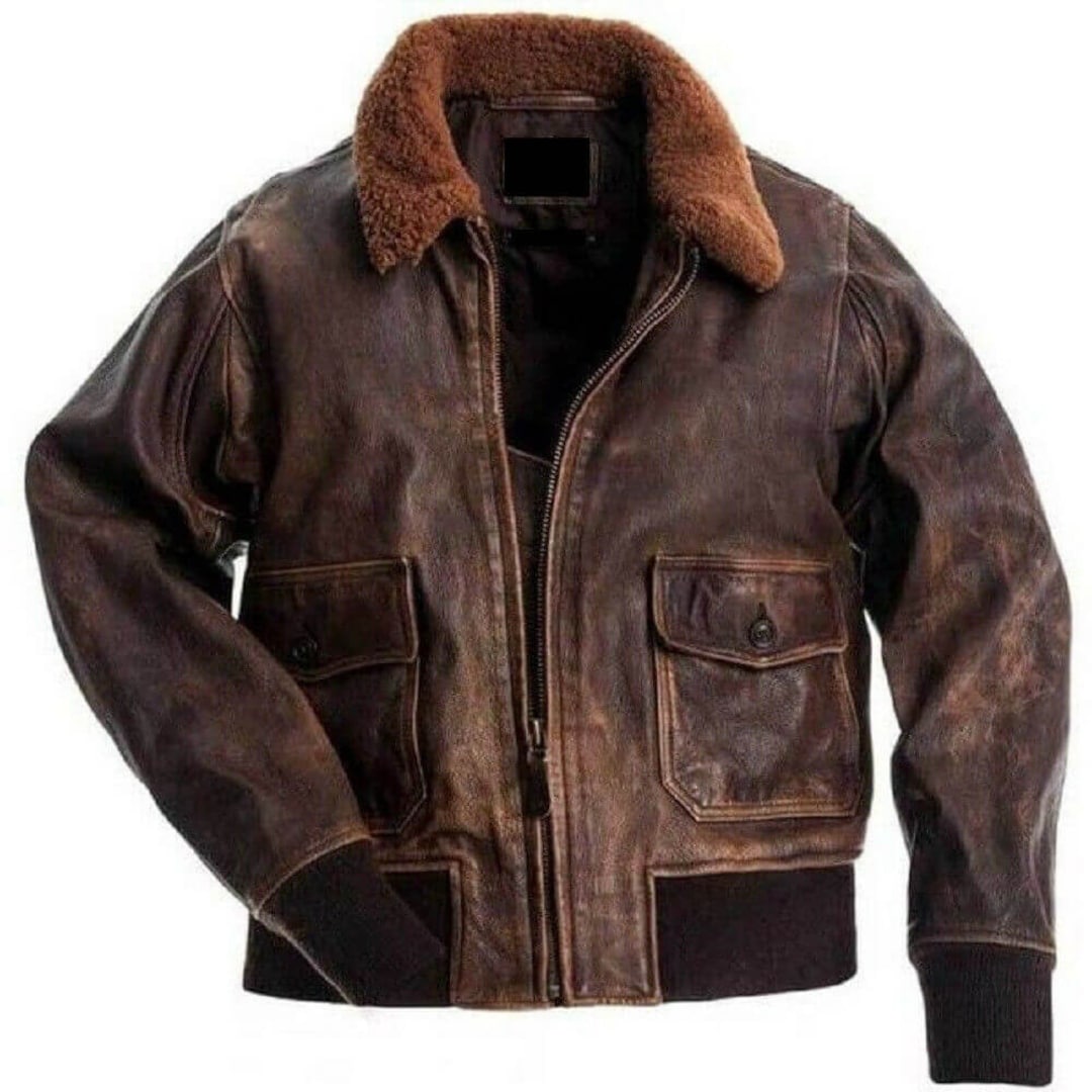 Flight Bomber Jacket Leather Aviator Jacket for Men Vintage - Etsy