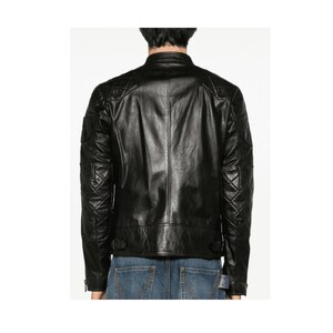 Black Leather Mens Motorcycle Jacket With Waist Adjusters Cafe - Etsy
