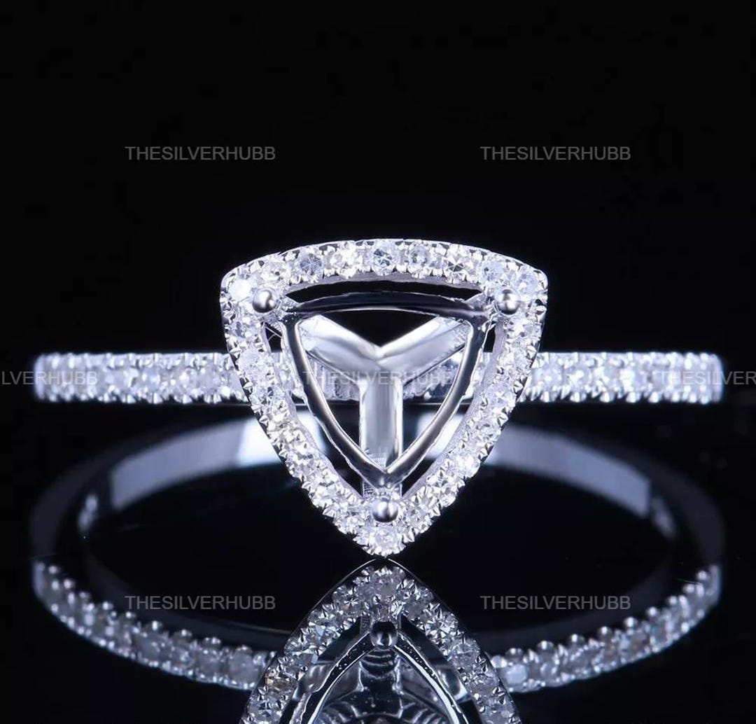 7x7mm Trillion Cut Ring Semi Mount Ring Engagement Ring Cubic Zirconia ...