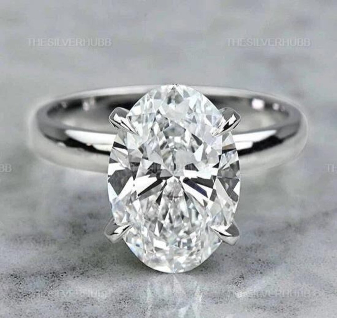 Stunning 9x11 Oval Cut Engagement Ring 925 Sterling Silver Ring AAA ...