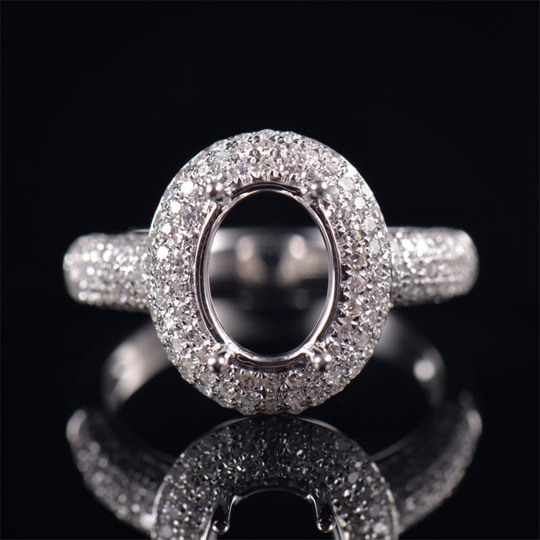 Stunning Cluster Sparkly Ring Oval Cut Semi Mount Engagement Ring - Etsy
