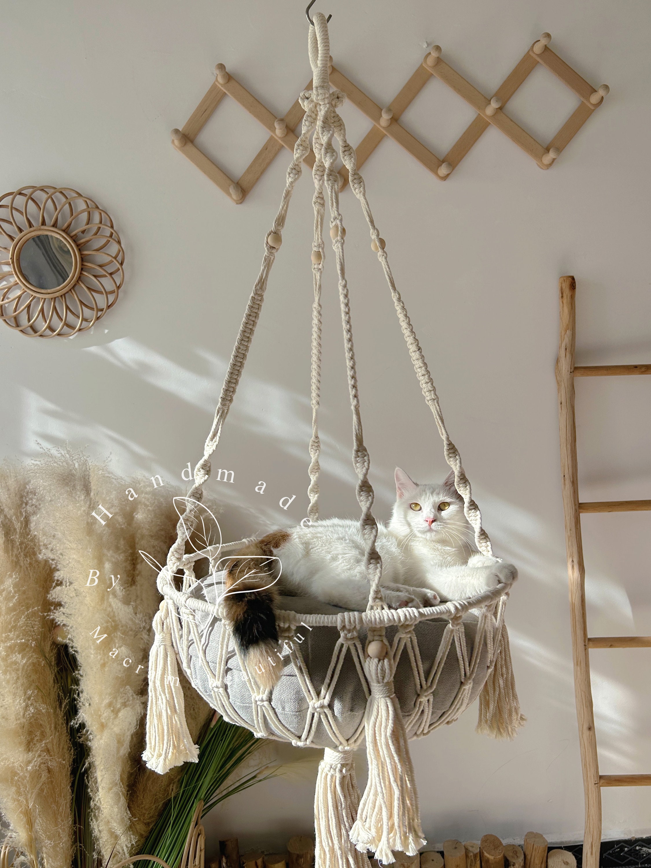 Cat Hammock Cat Tree Macrame Cat Hammock Boho Cat Bed Cat Swing Pet ...
