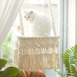 Cat Wall Shelf Cat Window Perch Macrame Cat Bed Modern Cat Furniture ...