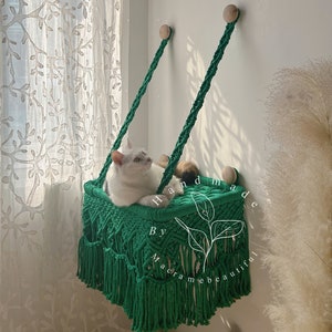 Cat Wall Shelf Cat Window Perch Macrame Cat Bed Modern Cat Furniture ...