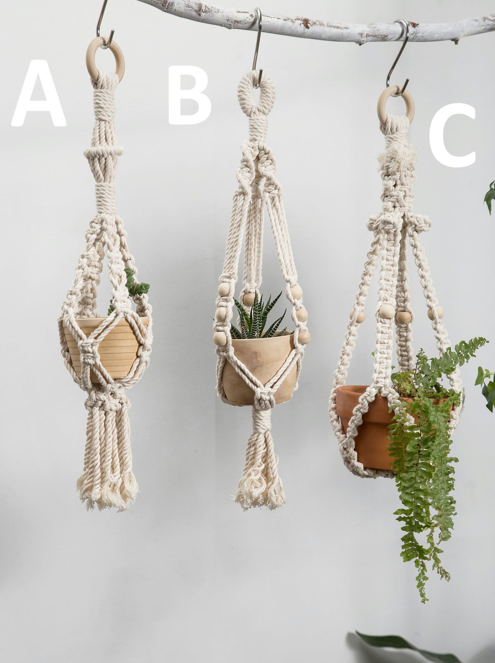 Small Macrame Plant Hanger Short Hanging Planter Mini Wall | Etsy