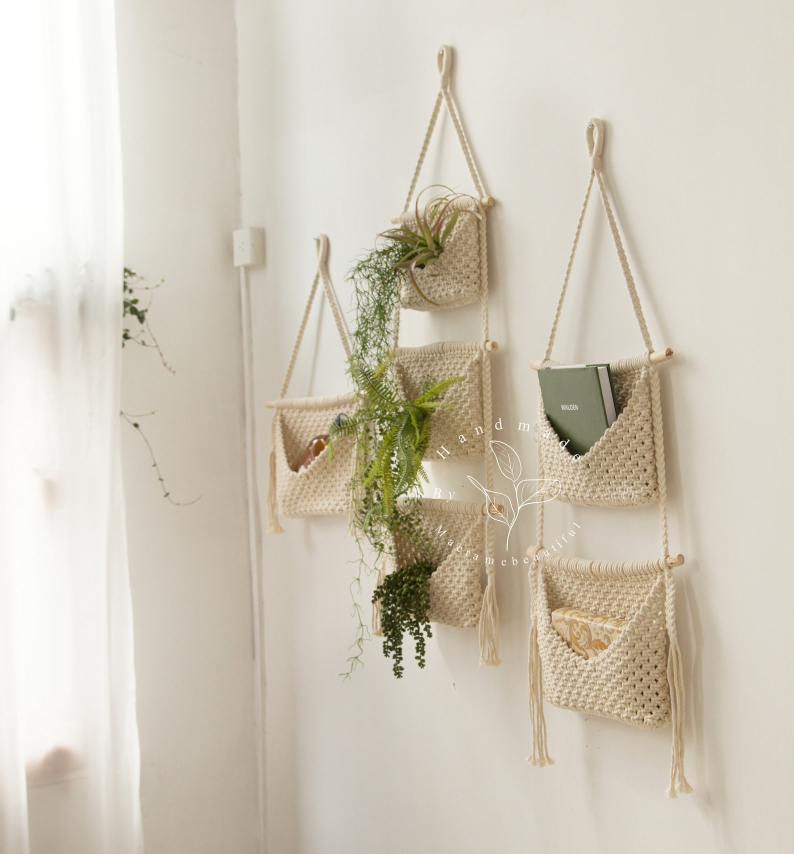 Macrame Hanging Basket Hanging Wall Basket Macrame Mail - Etsy