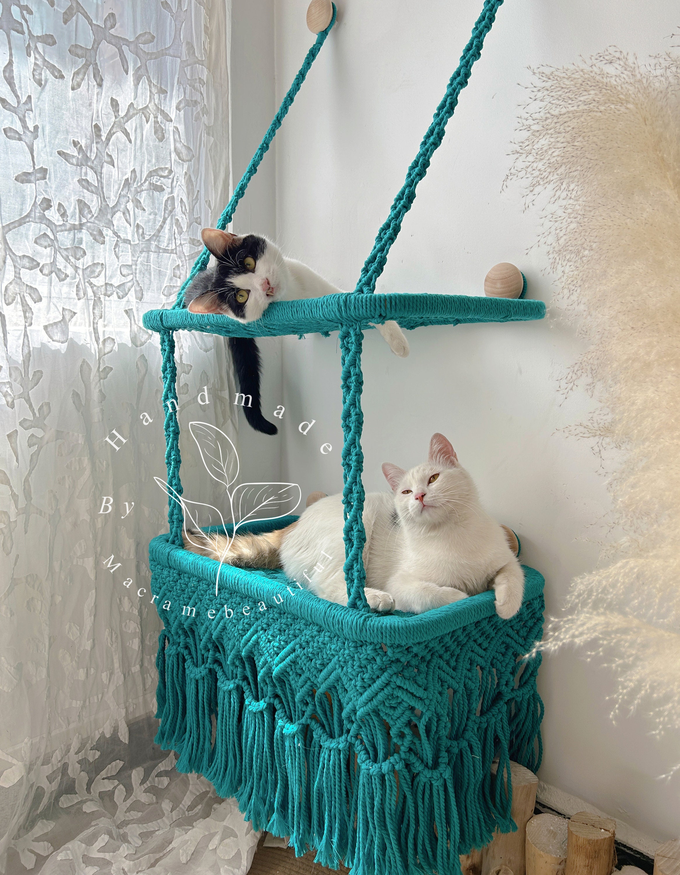 Cat Wall Shelf Cat Window Perch Macrame Cat Bed Modern Cat Furniture ...