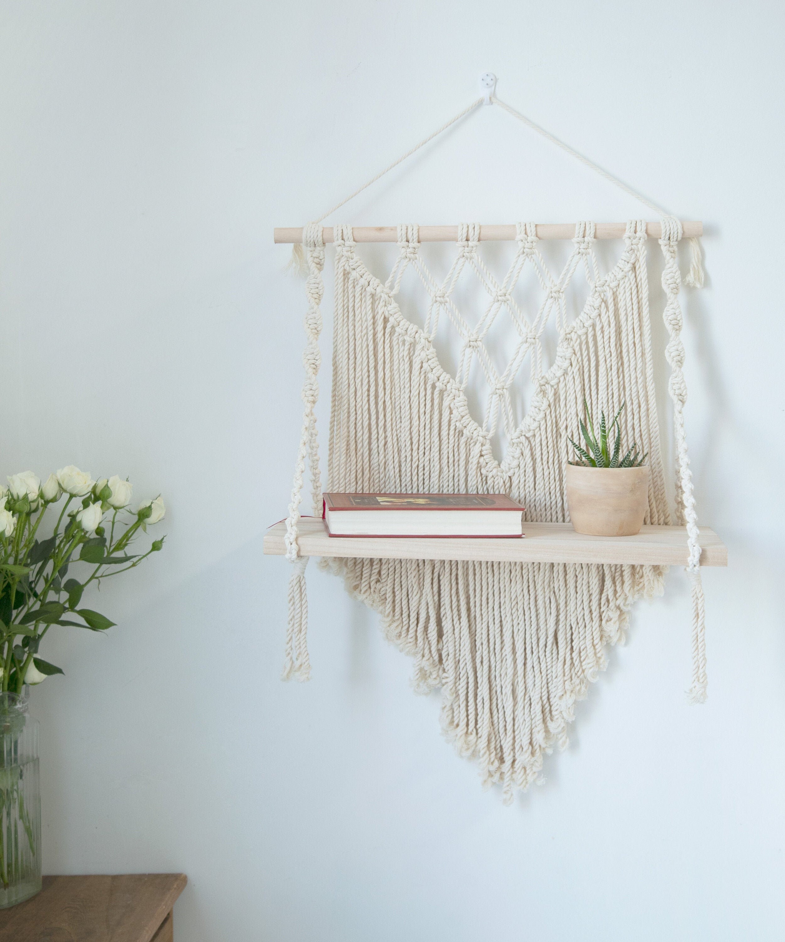 Hanging Shelf Macrame Wall Shelf Rope Plant Shelf Large - Etsy