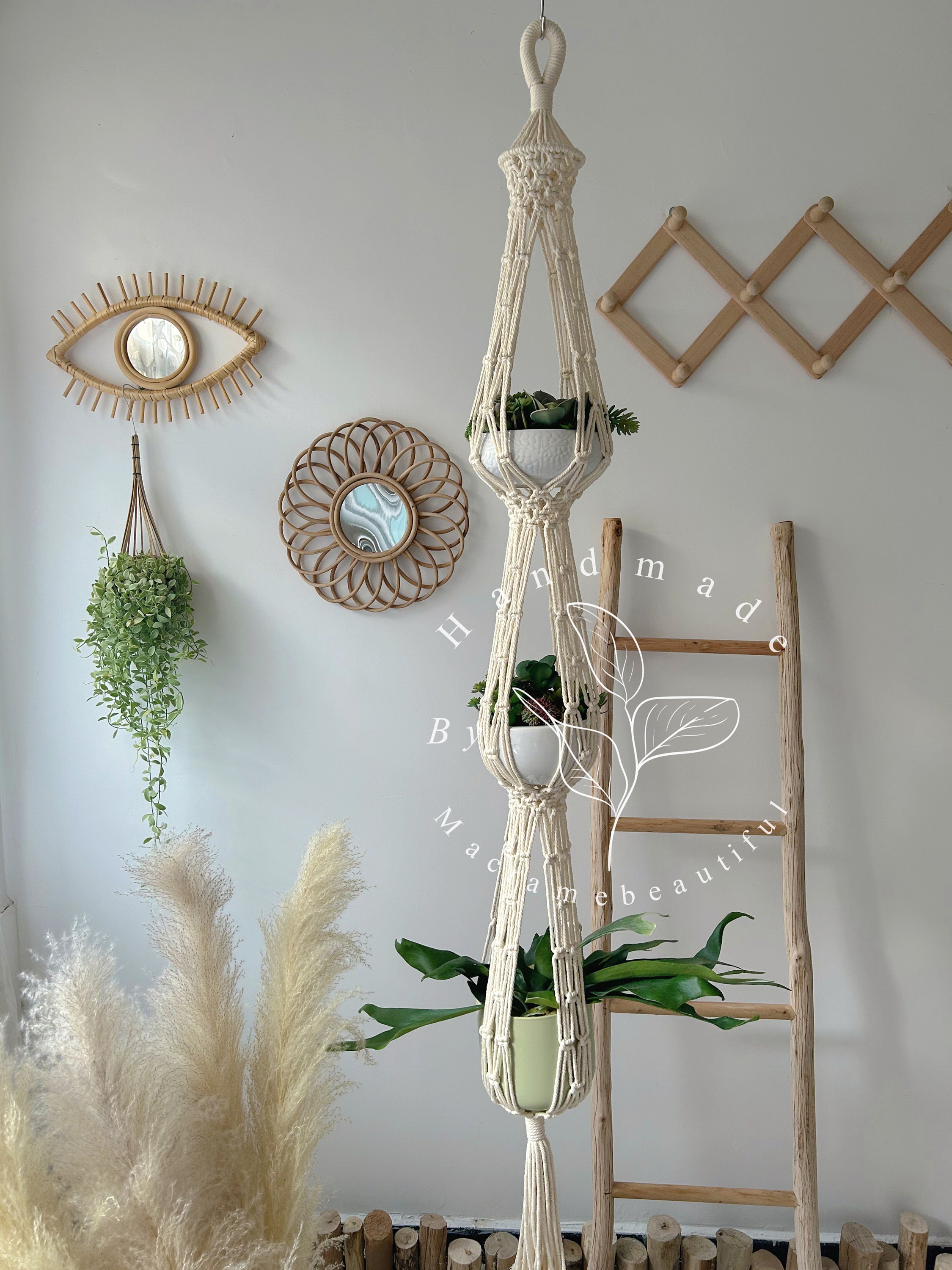 Triple Macrame Plant Hanger 3 Tier Hanging Planter Plant Hanger Indoor ...