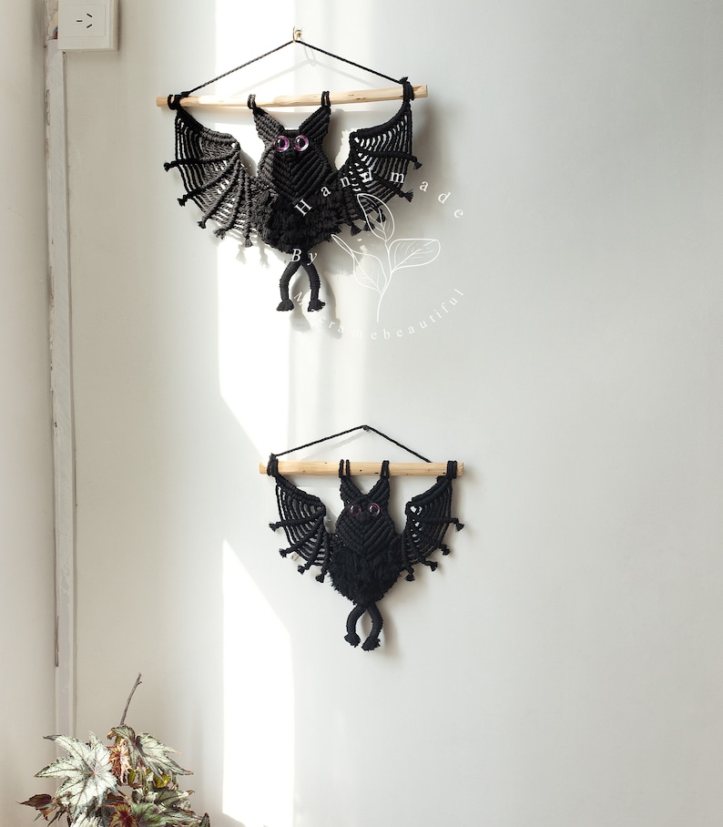 Macrame Bat Plant Hanger Macrame Bat Wall Hanging Dark Academia Gothic ...