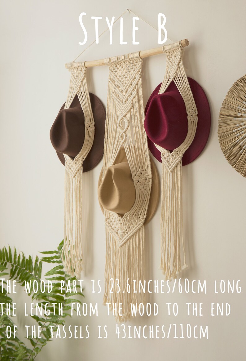 Macrame Hat Holder Triple Macrame Hat Hanger Hat Rack for - Etsy