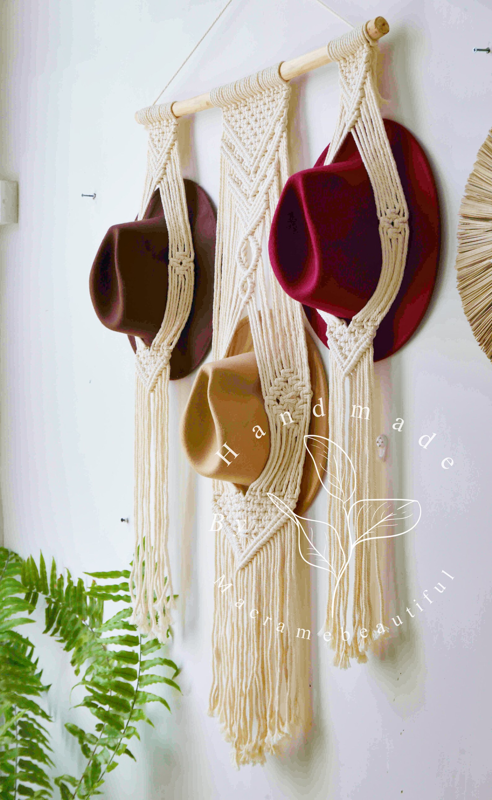 Macrame Hat Holder Triple Macrame Hat Hanger Hat Rack for - Etsy