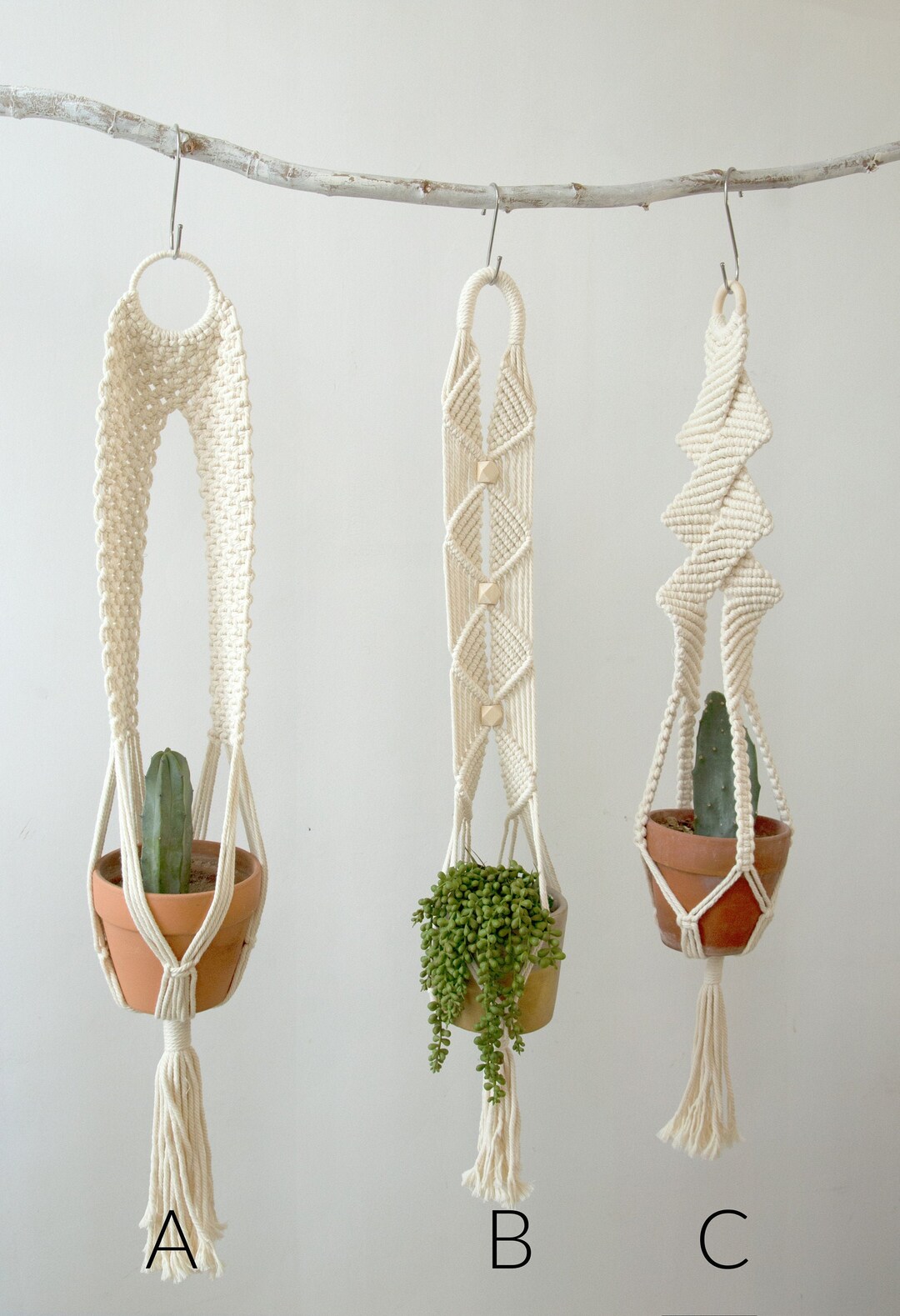 Geometric Macrame Plant Hanger Rope Hanging Planter Wall Planter Indoor ...