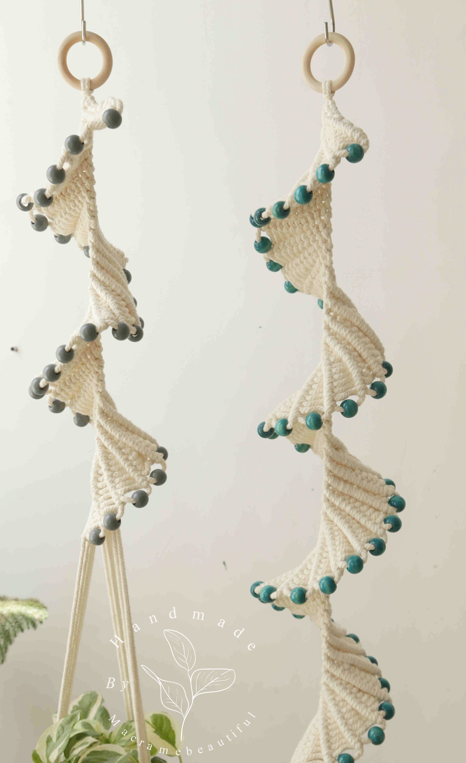 Macrame plant hanger with beads Beaded hanging planter | Etsy