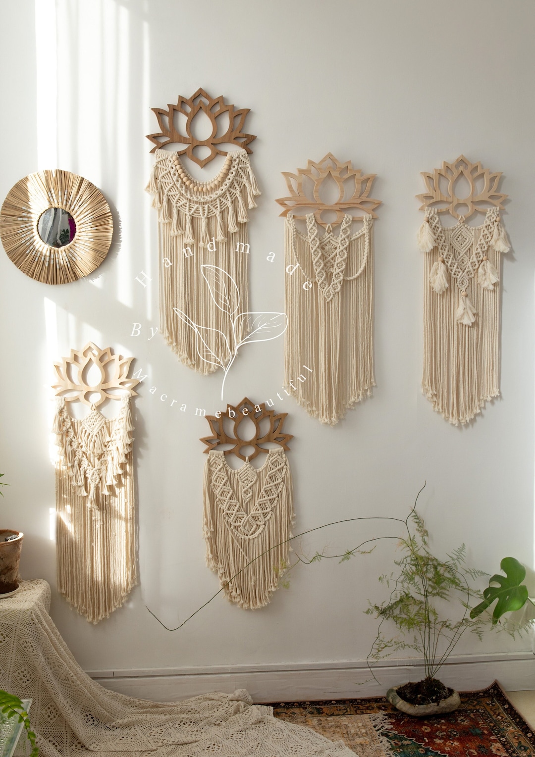 Lotus Macrame Wall Hanging Macrame Lotus Dreamcatcher Lotus Flower Wall ...
