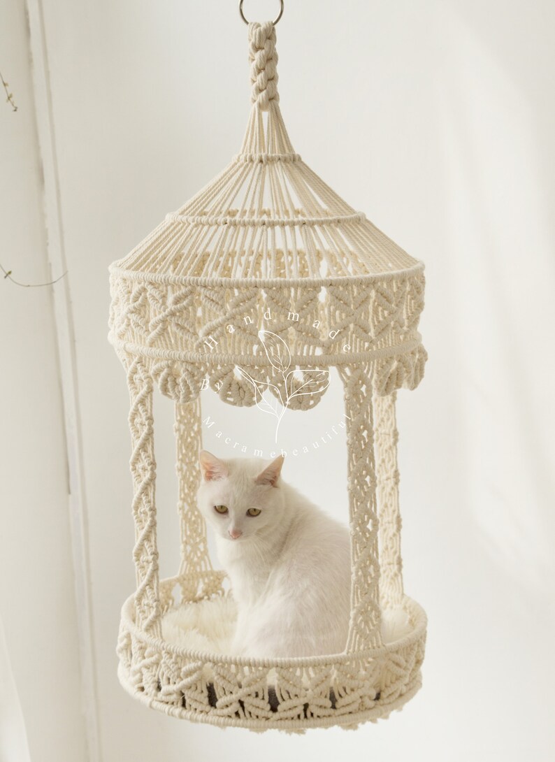 Macrame Cat Hammock Large Hanging Cat Bed Macrame Cat Bed - Etsy