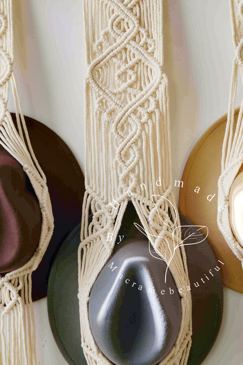 Macrame Hat Holder Triple Macrame Hat Hanger Hat Rack for - Etsy
