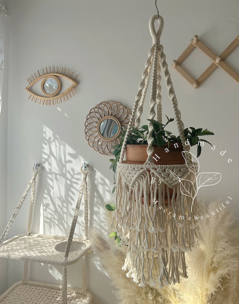 Large Macrame Plant Hanger With Fringe Indoor Plant Hanger - Etsy