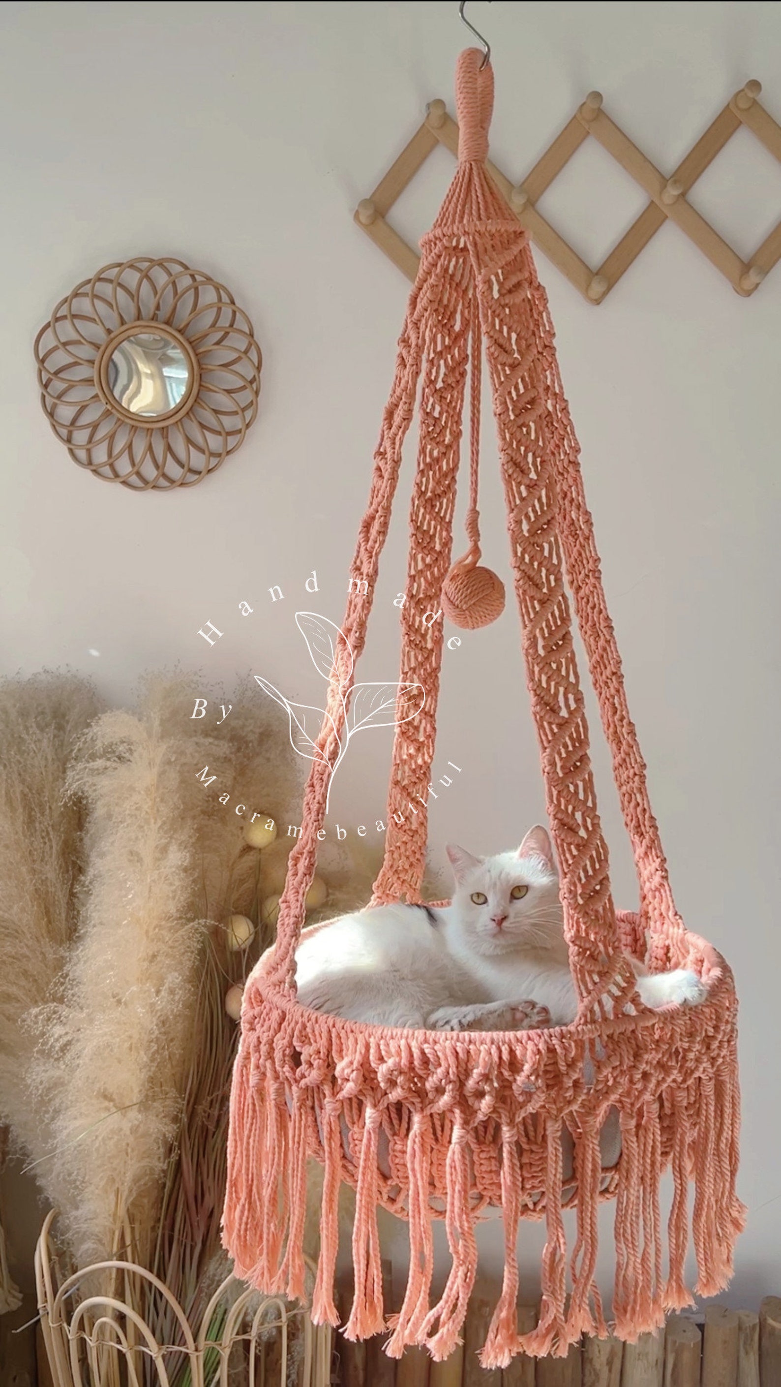 Macrame Cat Bed Macrame Cat Hammock Hanging Cat Swing Large Cat Tree ...