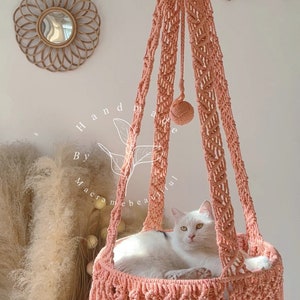 Macrame Cat Bed Macrame Cat Hammock Hanging Cat Swing Large Cat Tree Boho Cat Furniture Cat ...