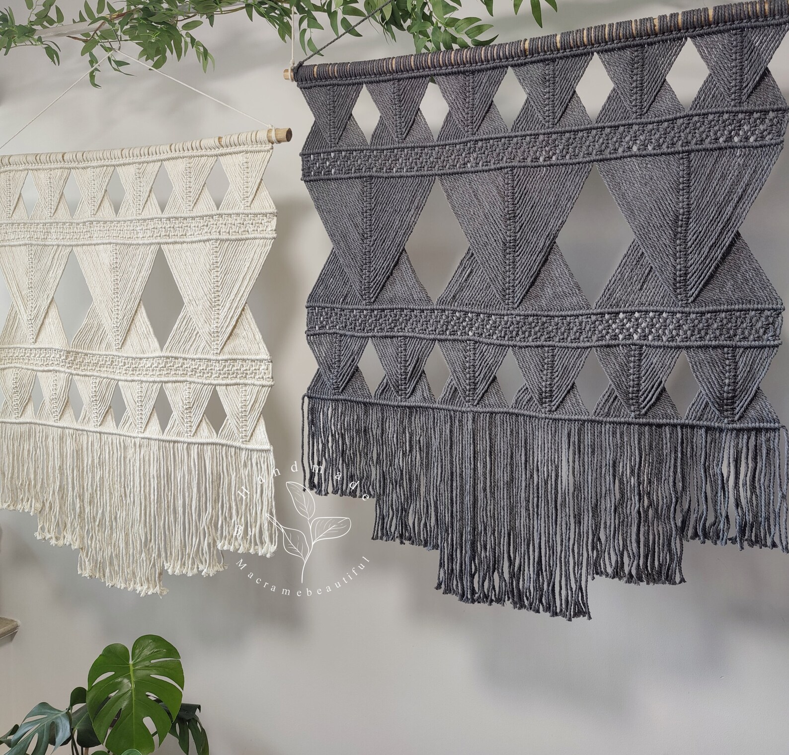 Large Macrame Wall Hanging Geometric Macrame Headboard Boho | Etsy