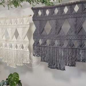 Large Macrame Wall Hanging Geometric Macrame Headboard Boho Bedroom ...
