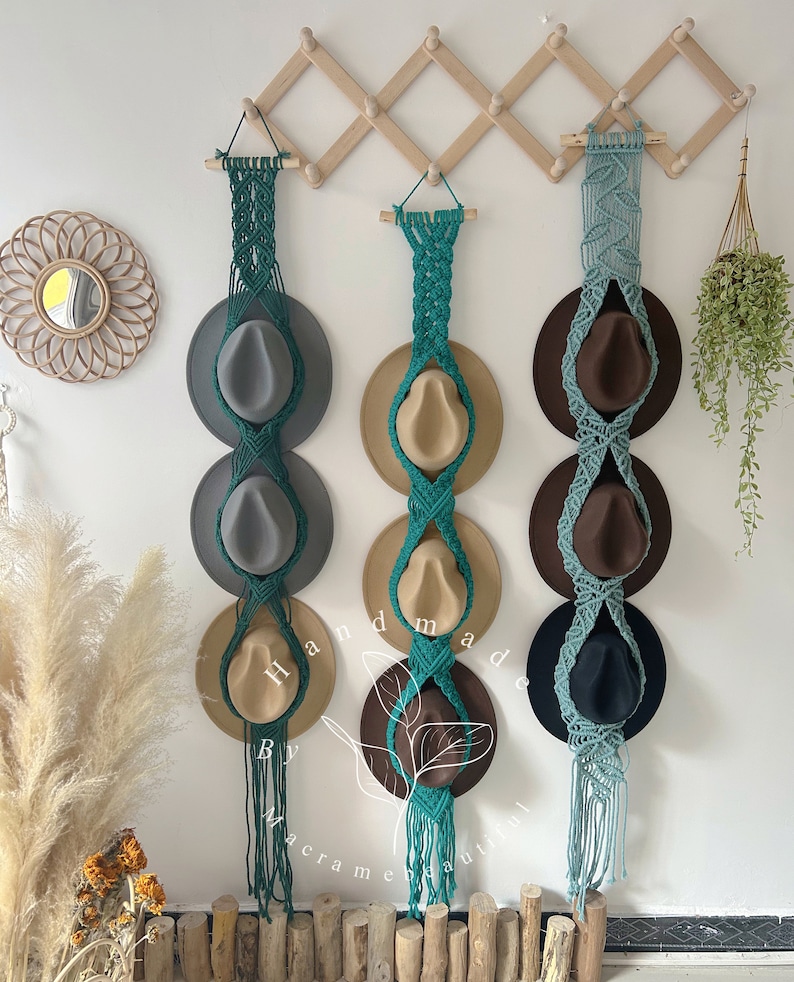 Boho Macrame Hat Hanger Cowboy Hat Rack Hat Wall Display for - Etsy ...
