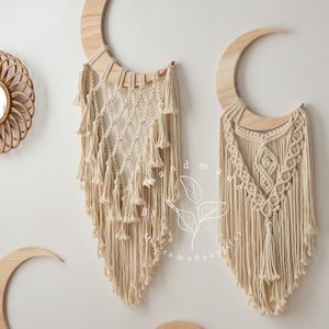 Macrame Moon Wall Hanging Crescent Moon Wall Decor Wooden Moon Wall Art ...