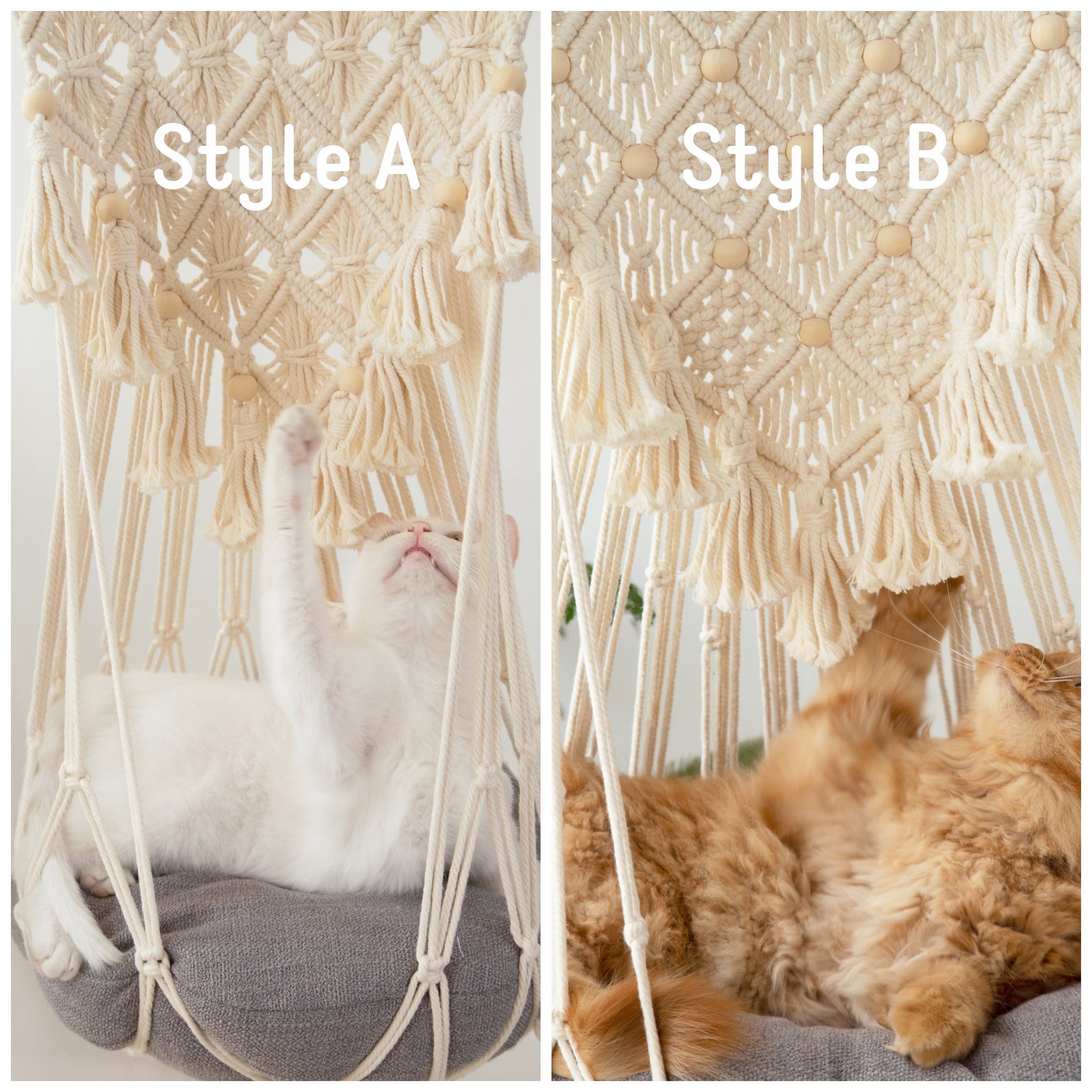 Macrame Cat Hammock Hanging Cat Bed Cat Tree Cat Wall Furniture Cat ...