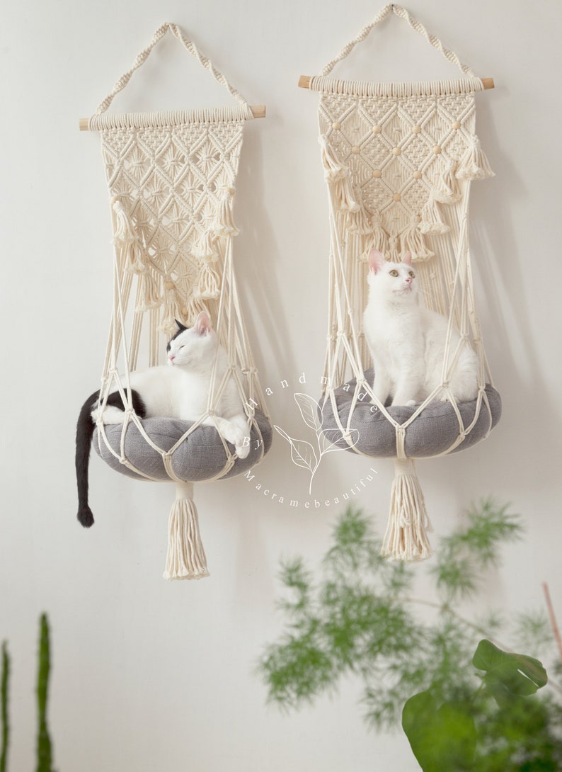 Macrame Cat Hammock Hanging Cat Bed Cat Tree Cat Wall - Etsy