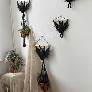Macrame Bat Plant Hanger Macrame Bat Wall Hanging Dark Academia Gothic ...