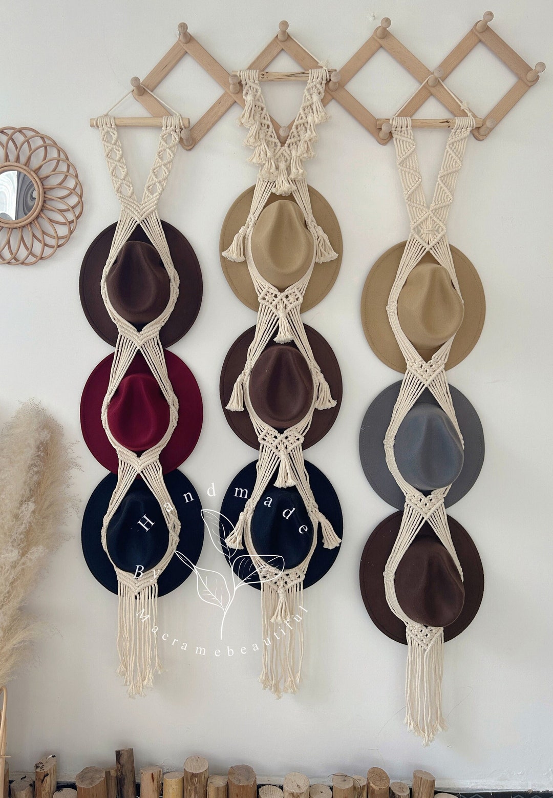 Macrame Hat Hanger Macrame Hat Holder Boho Hat Rack Cowboy Hat ...